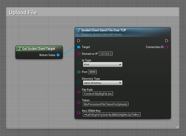 The "Socket Client Send File Over TCP" function establishes a ...